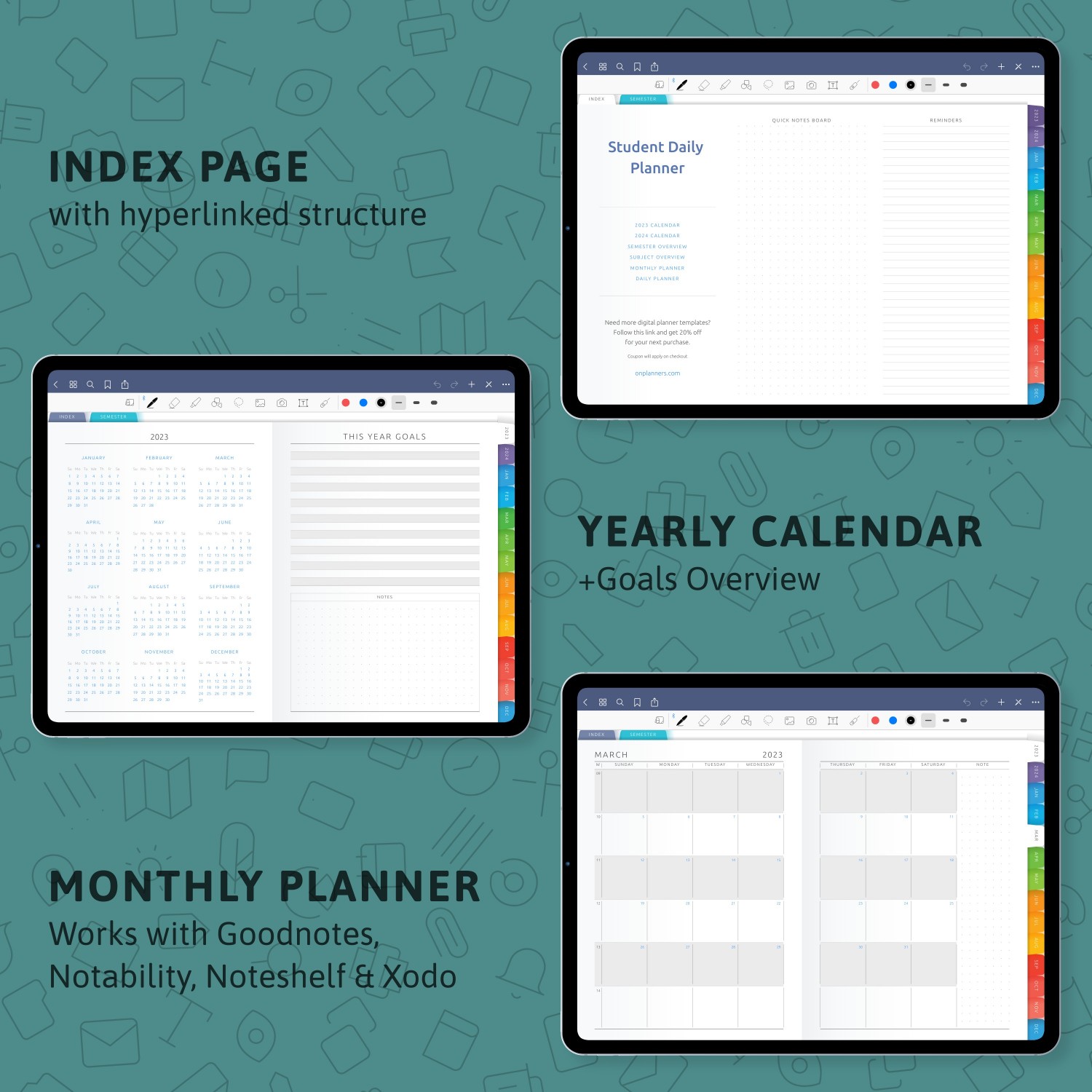 Digital Student Daily Planner for handwriting apps - download for your ...