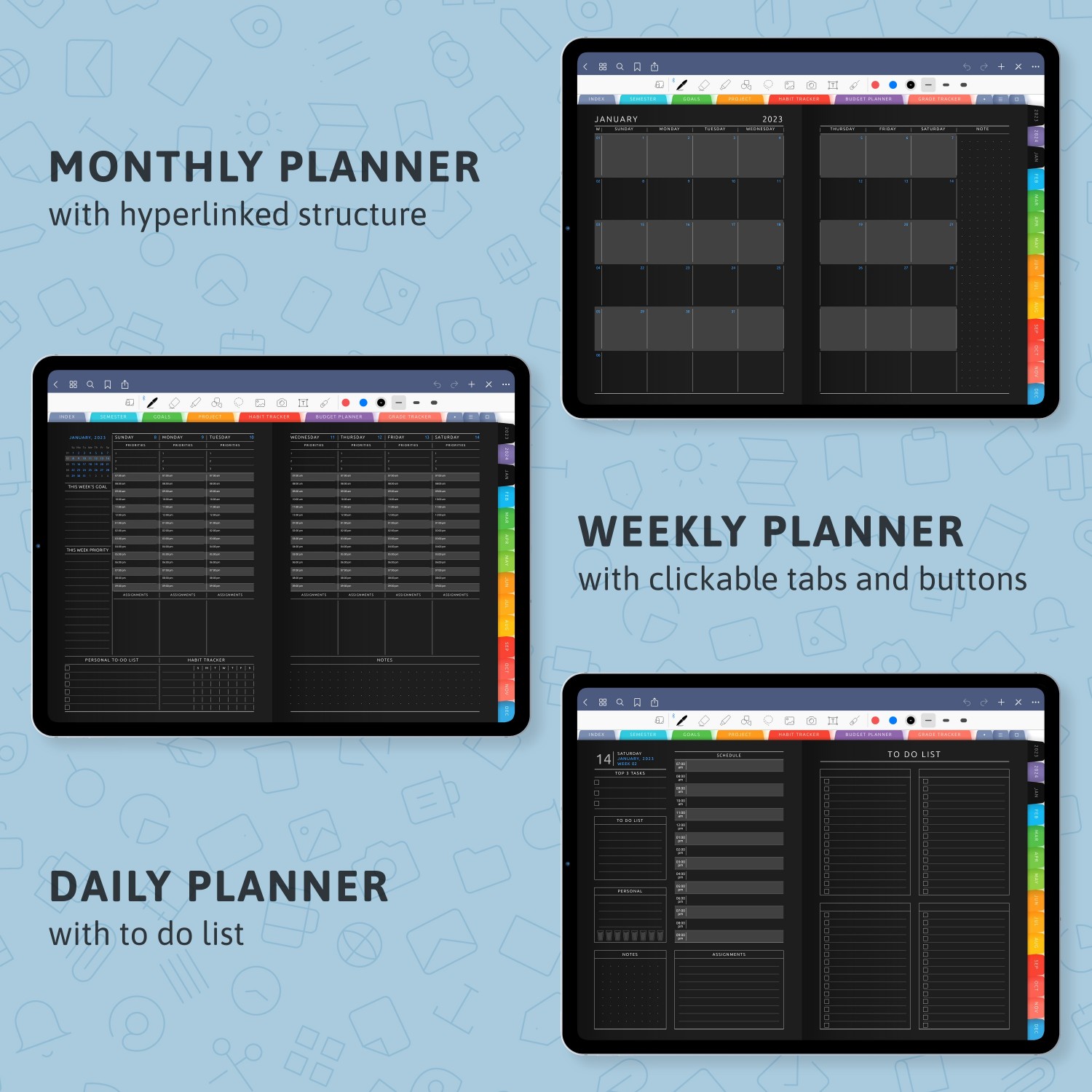 Digital Student Planner (Dark Theme) for handwriting apps - download ...