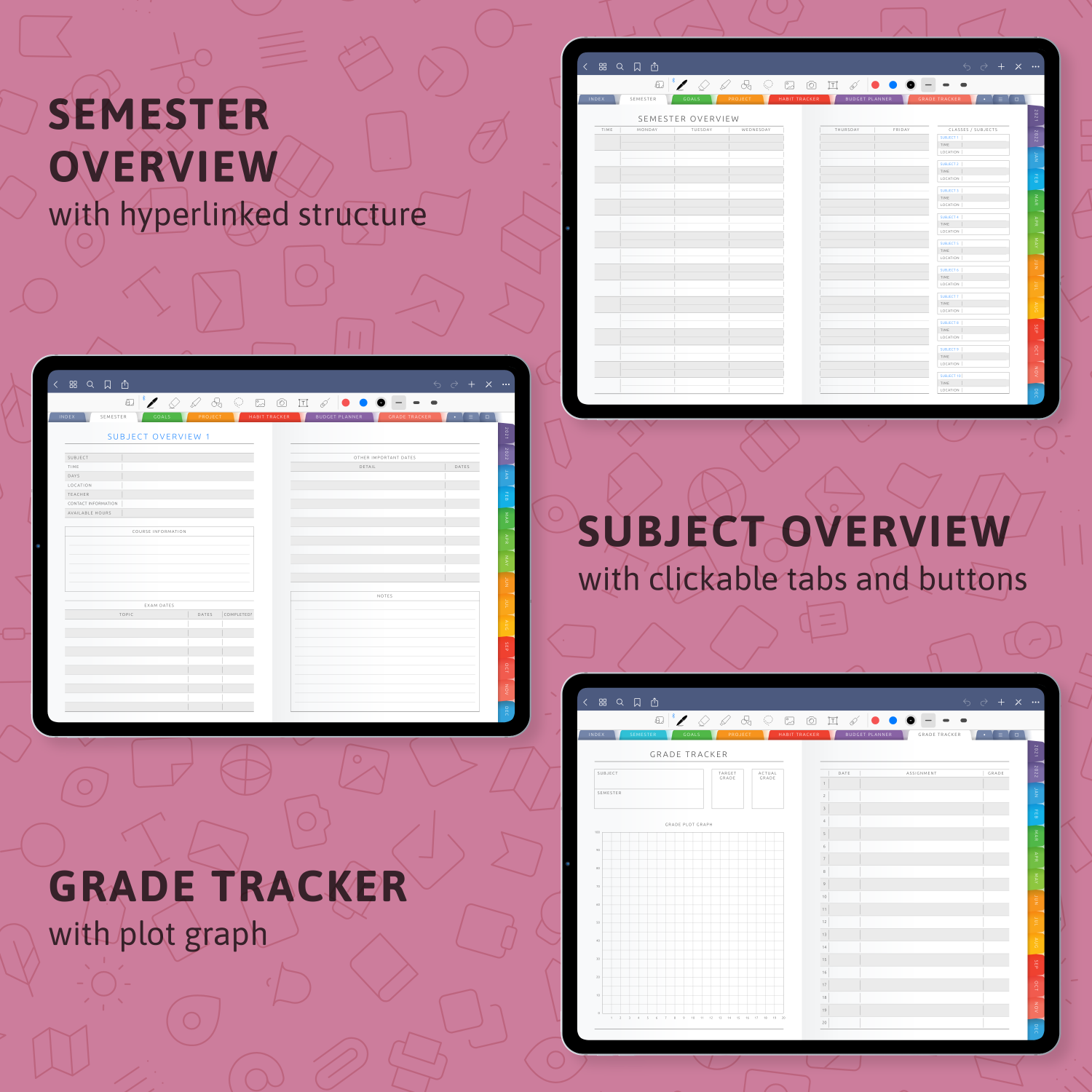 Digital Student Planner (Light Theme) for handwriting apps - download ...