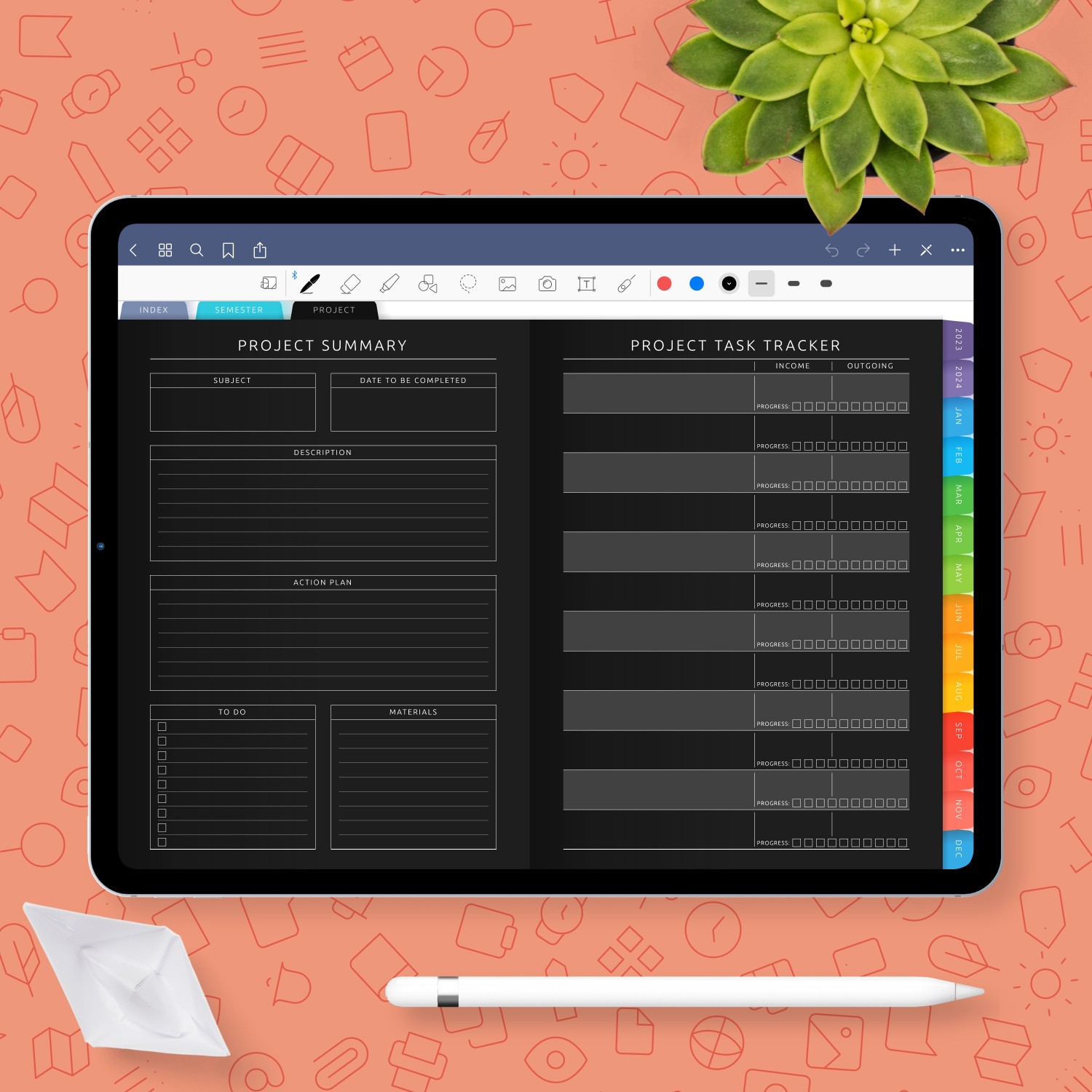 Digital Student Project Planner (Dark) for handwriting apps - download ...