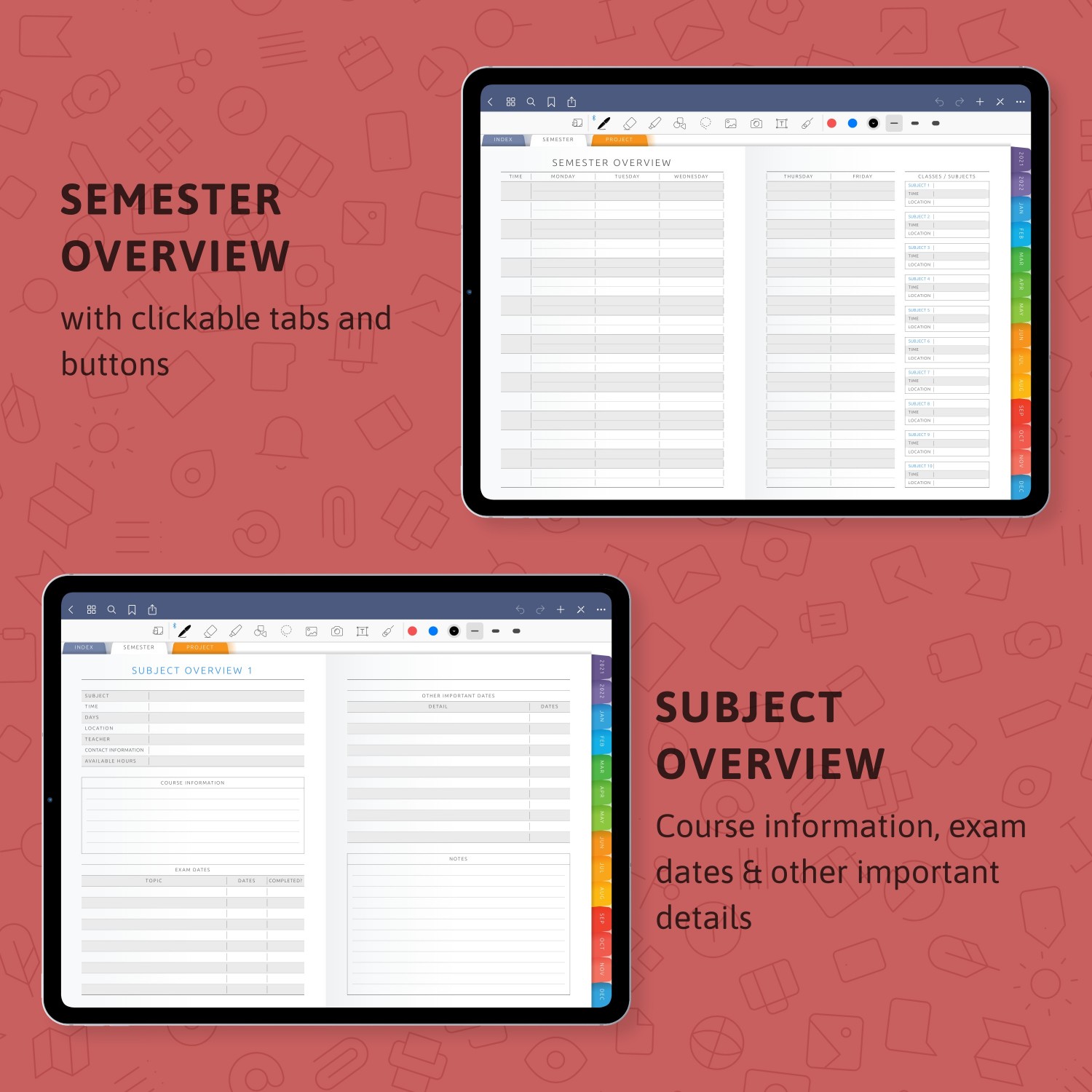 Digital Student Project Planner for handwriting apps - download for ...