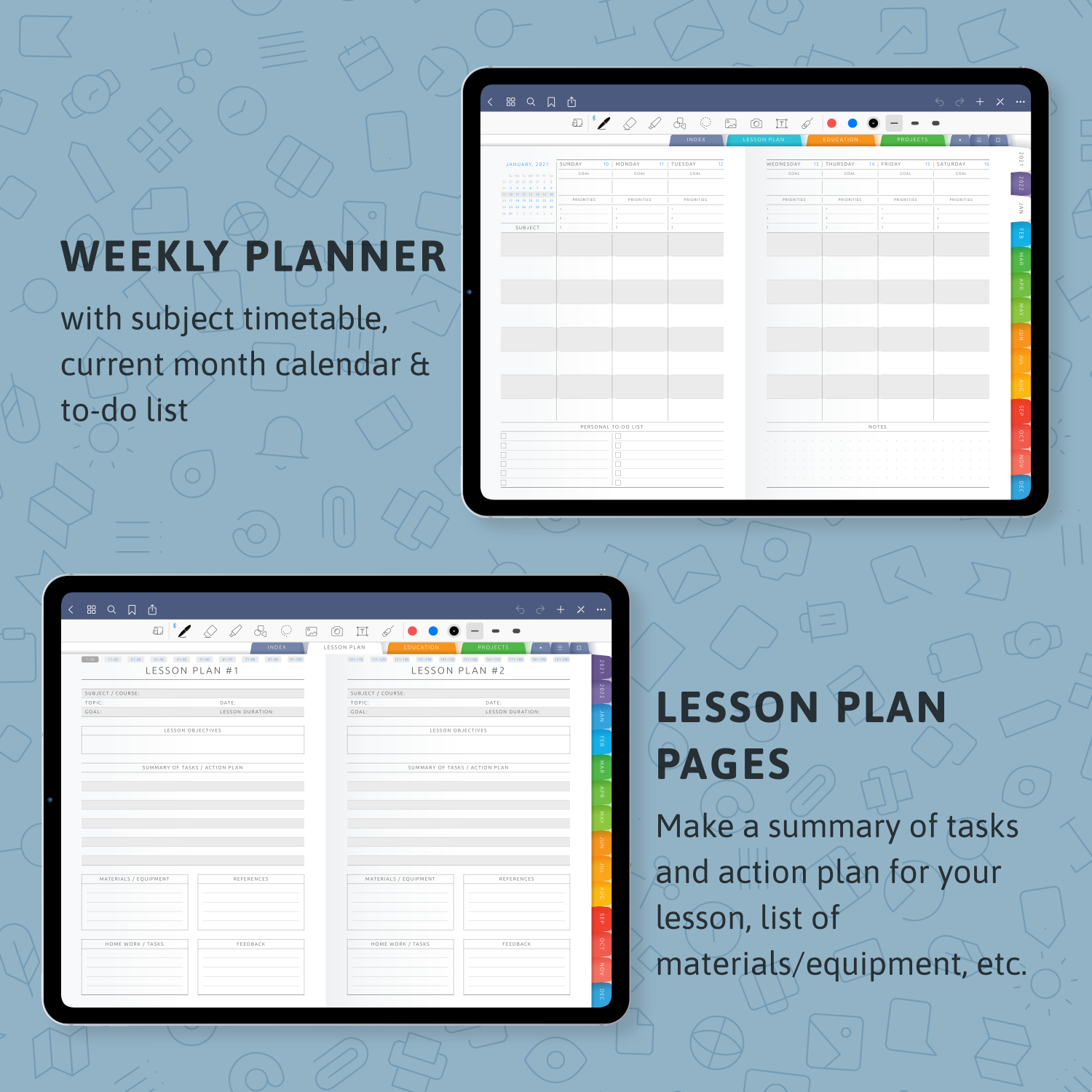 Digital Teacher Planner (Light Theme) for handwriting apps - download ...