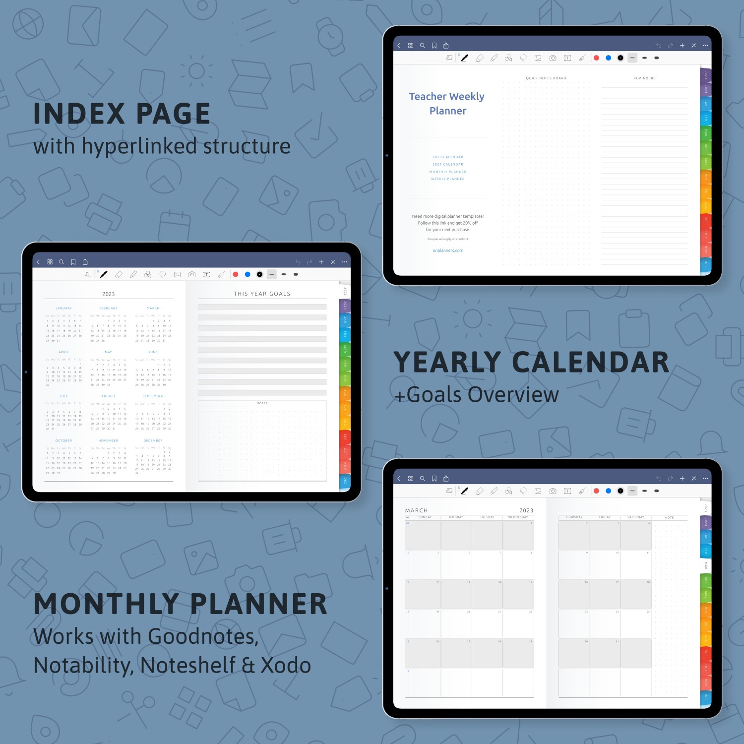 Digital Teacher Weekly Planner Template for: GoodNotes; Notability ...