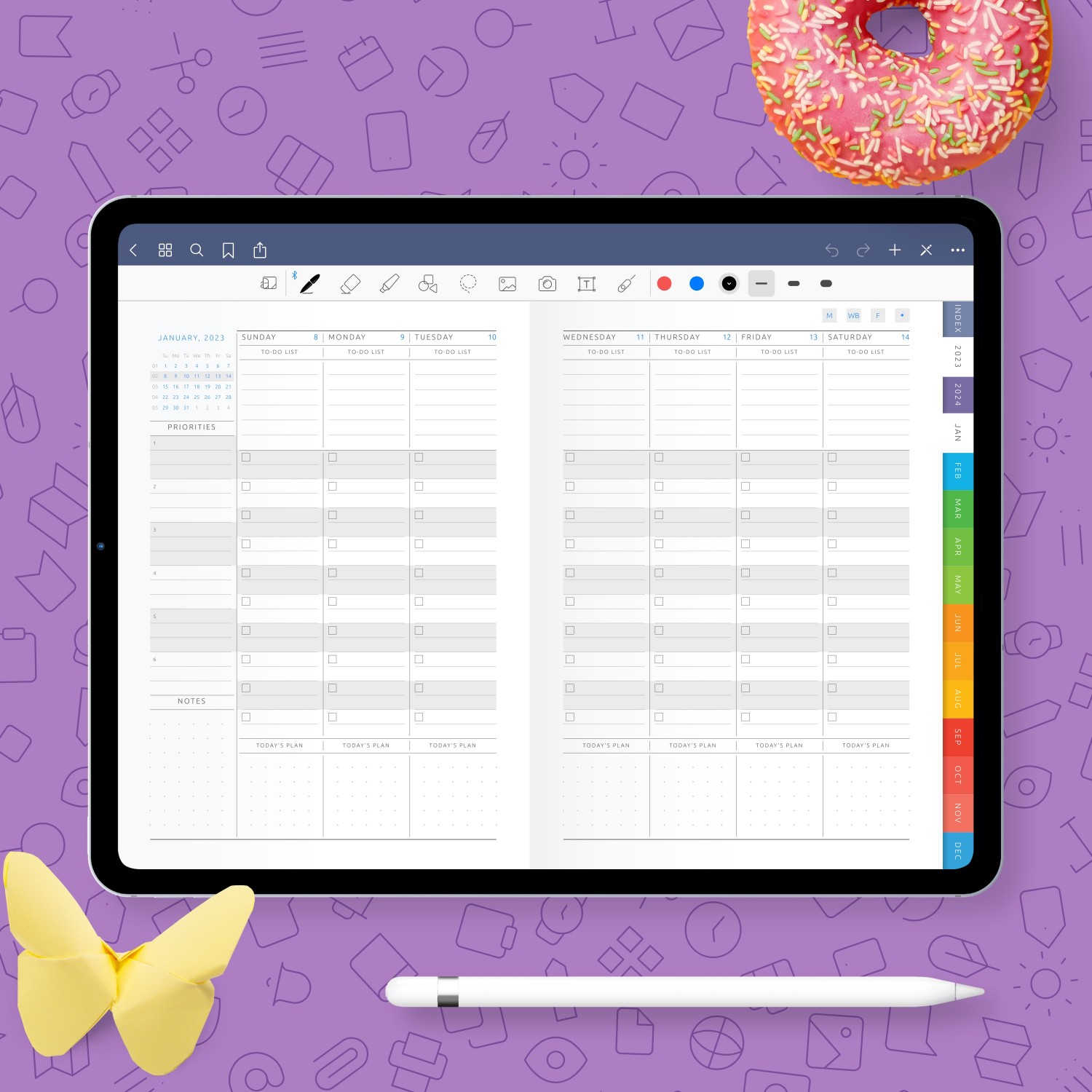 Digital Weekly To-Do Planner (Light Theme) for handwriting apps ...