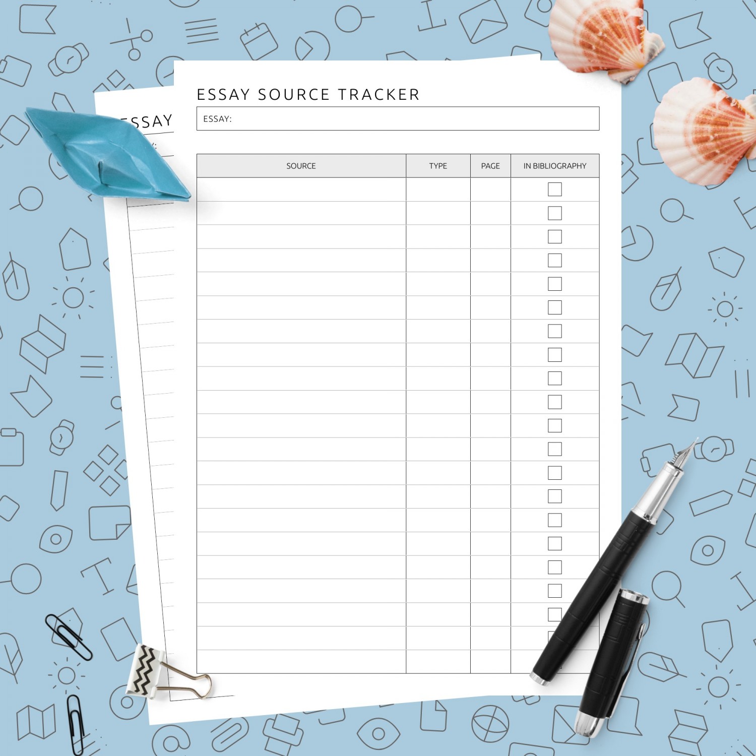Essay Source Tracker Template Template - Printable PDF