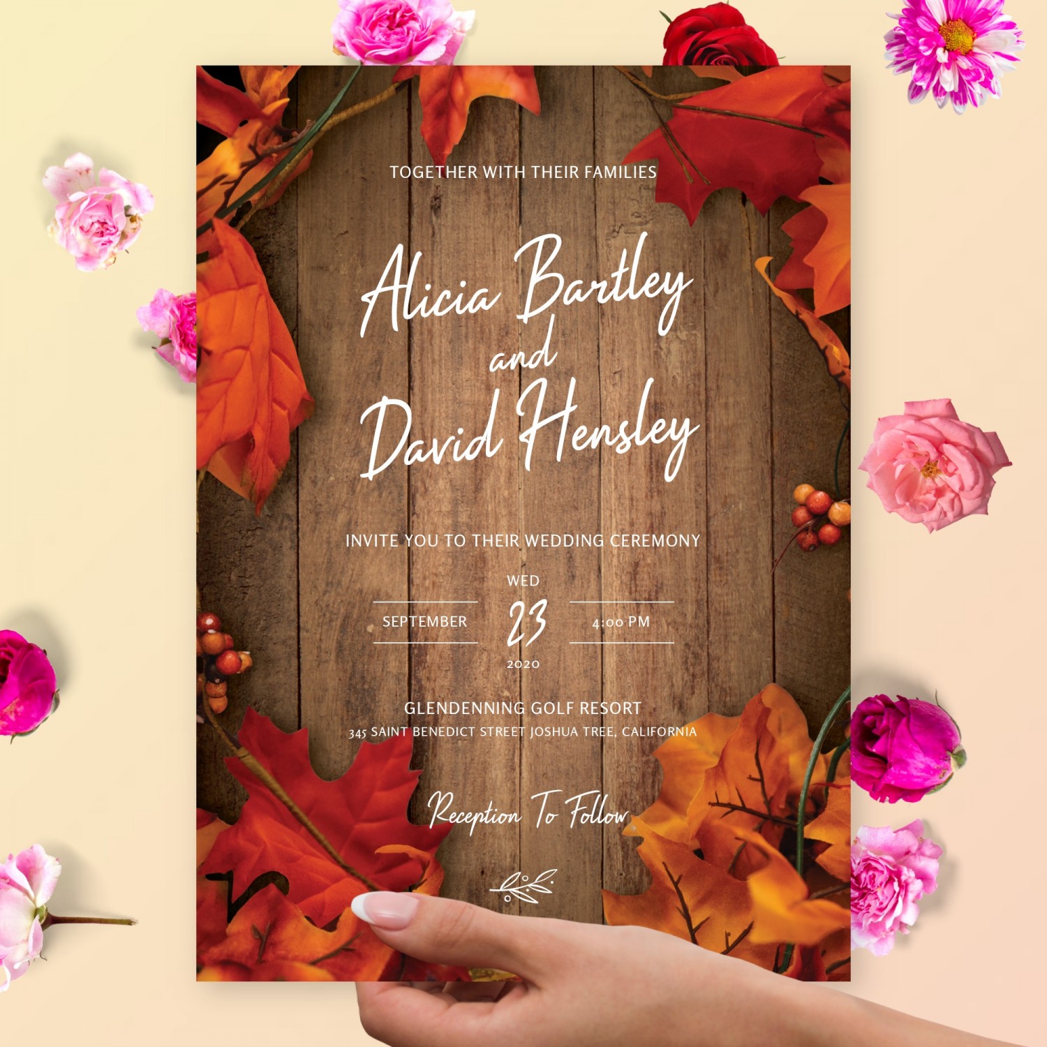 Rustic Fall Wedding Invitation Template