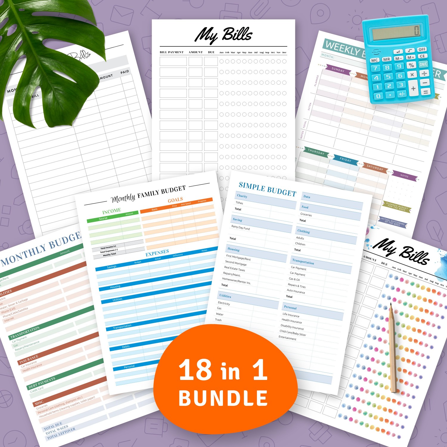 Family and Household Budget Bundle (18 in 1) Template - Download ...