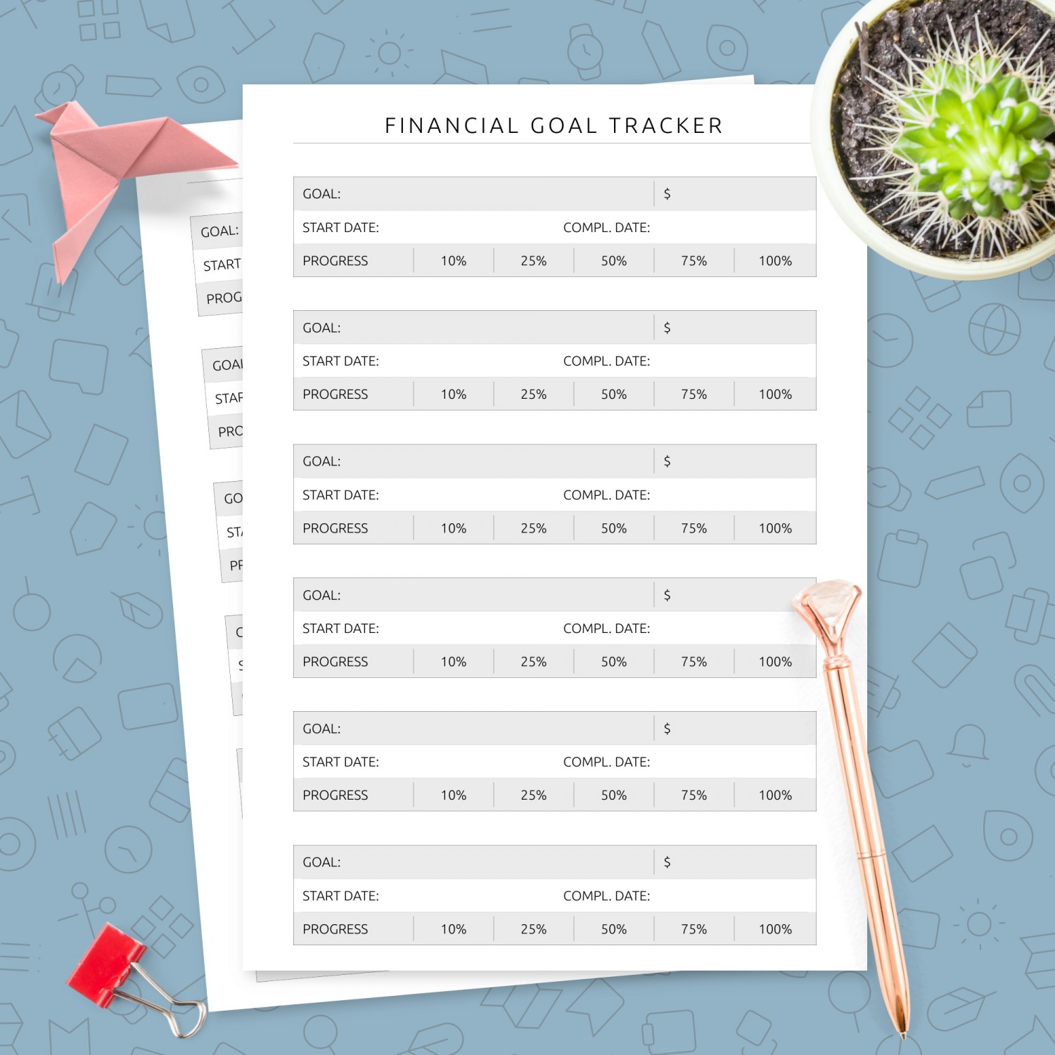 Financial Goal Tracker Template Template - Printable PDF