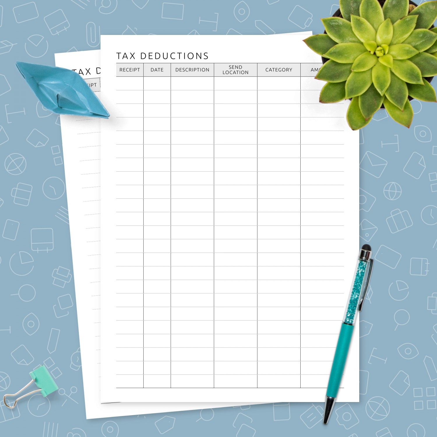 Formal Tax Deductions Tracker Template Template - Printable PDF