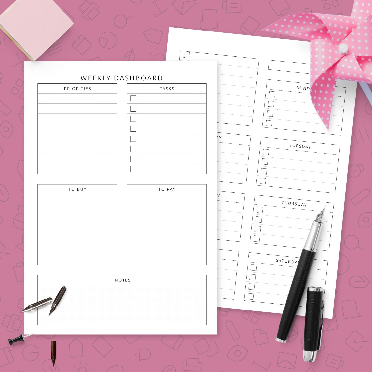 Formal Weekly Organizer Template Template - Printable PDF