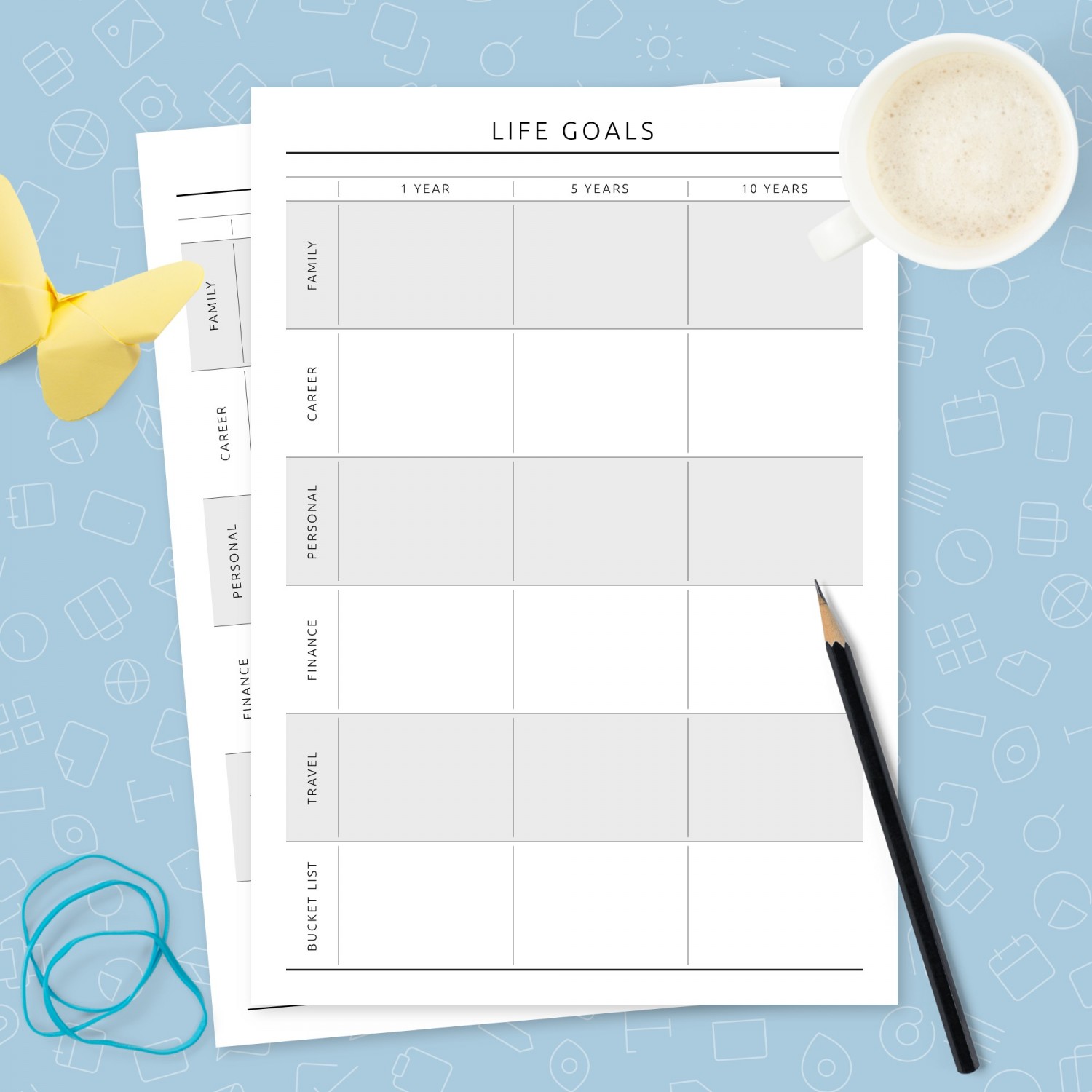 Formal Yearly Life Goals Settings Template - Printable PDF