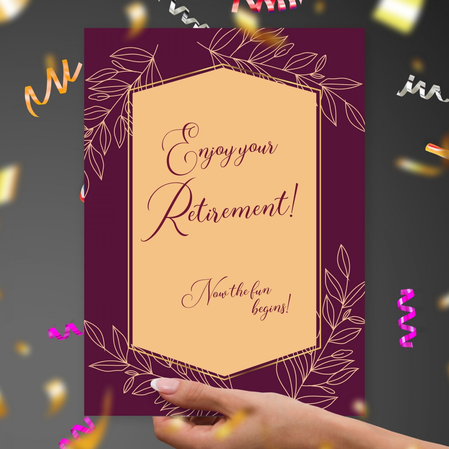 Gold Style Retirement Card Template Editable Online