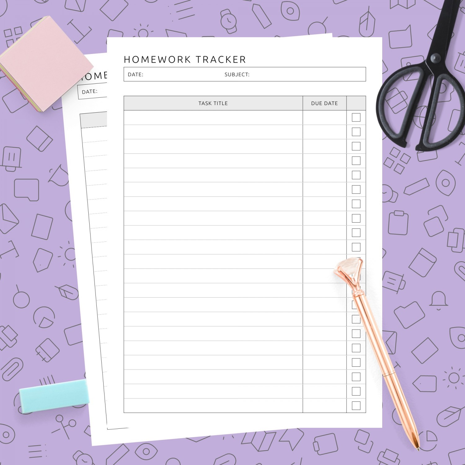 Homework Tracker With Checklist Template Template - Printable PDF