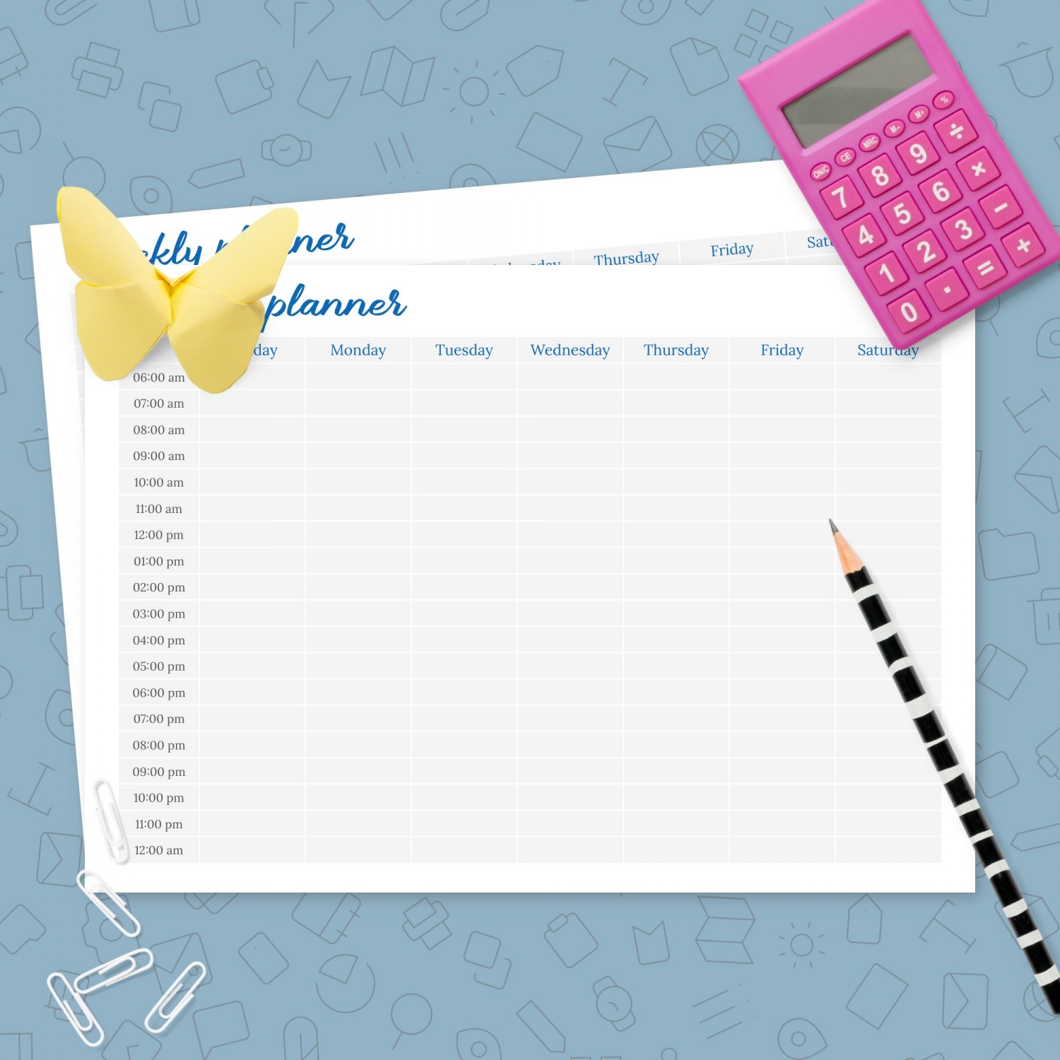 Horizontal Weekly Task Schedule Template Template - Printable PDF