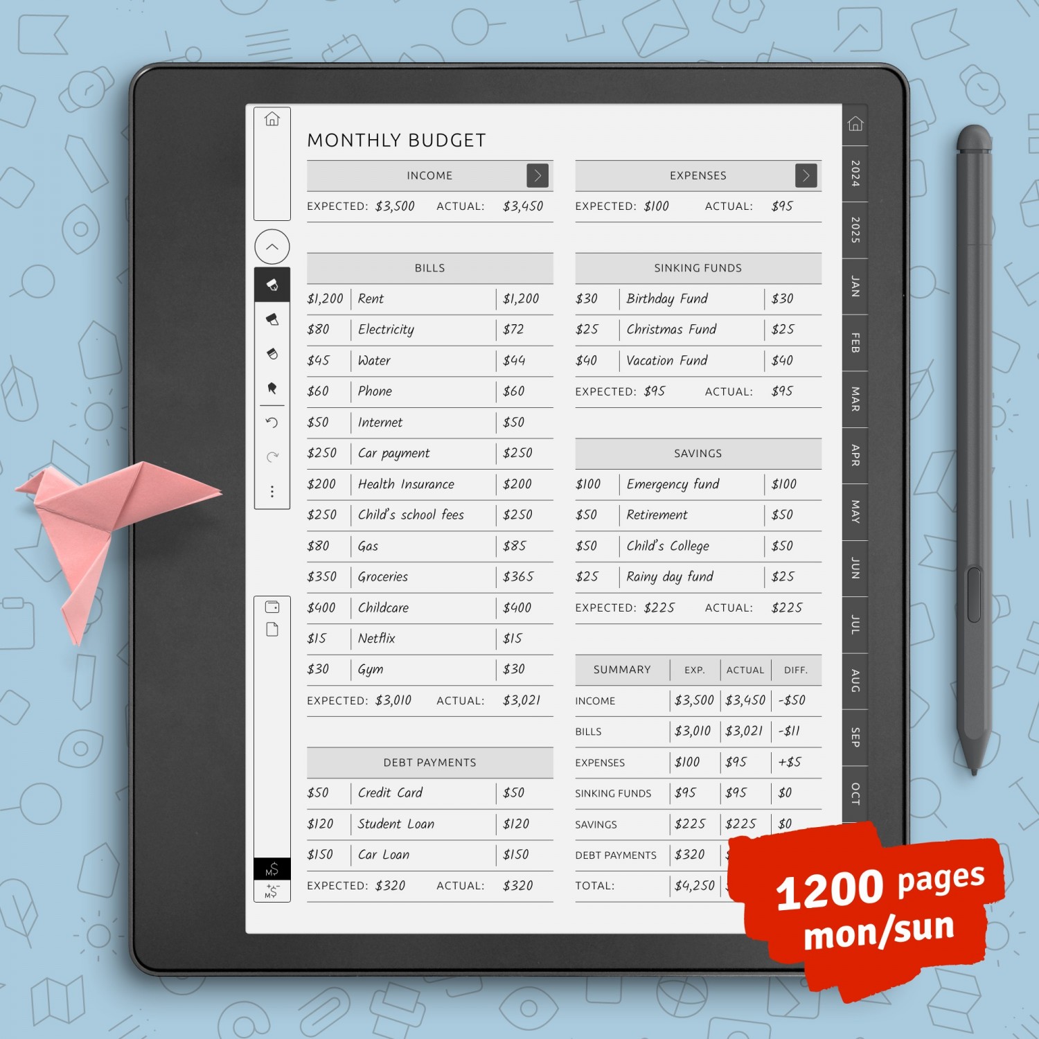 Download Kindle Scribe Budget Planner PDF