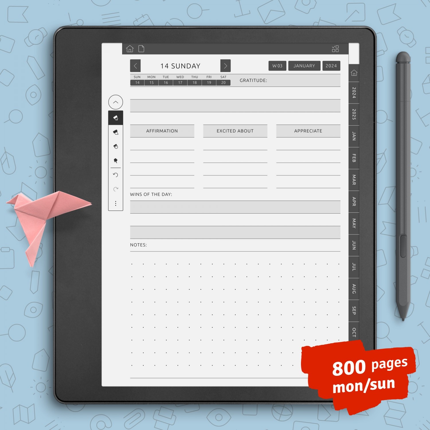 Download Customizable Kindle Scribe Daily Gratitude Planner