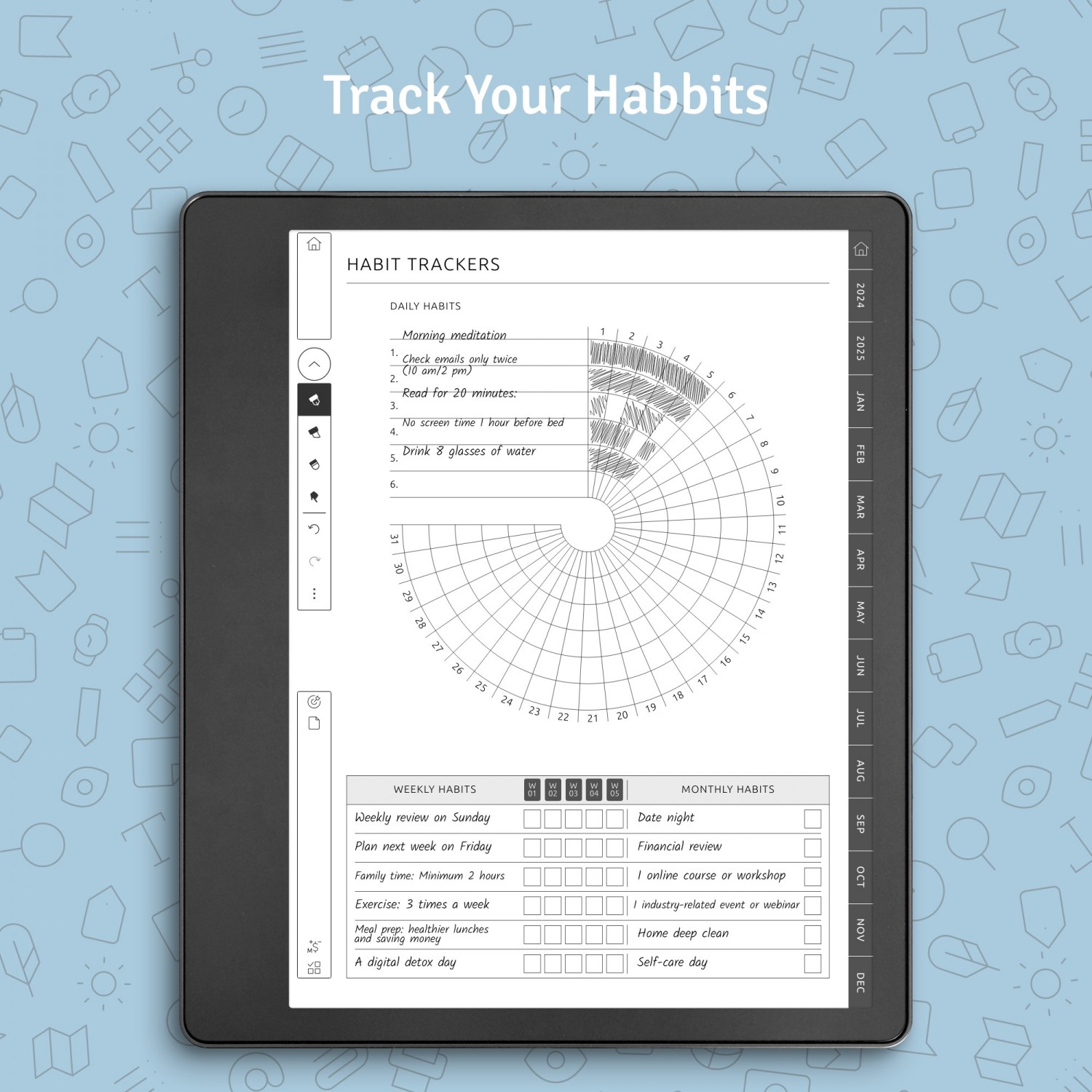 Download Customizable Kindle Scribe Goal Planner