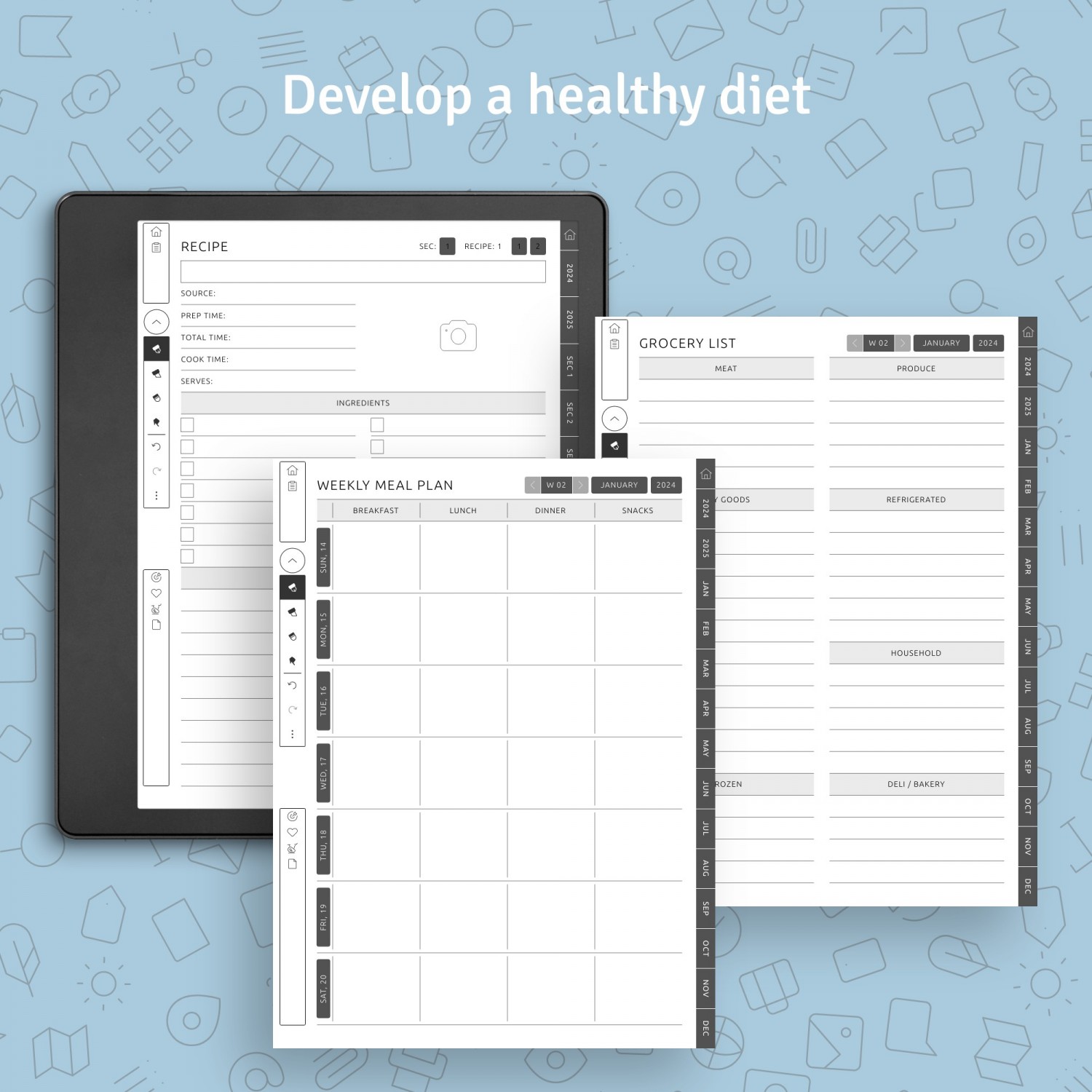Download Customizable Kindle Scribe Health & Fitness Planner