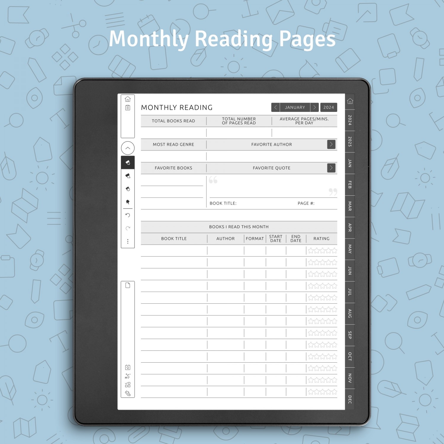 Download Customizable Reading Journal for Kindle Scribe
