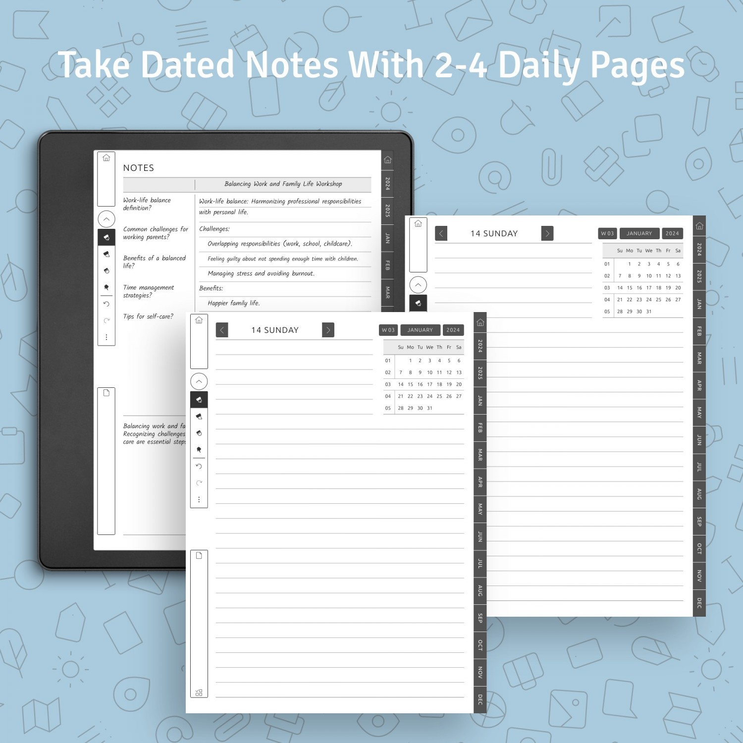 Daily Ruled Journal for Kindle Scribe. Download PDF