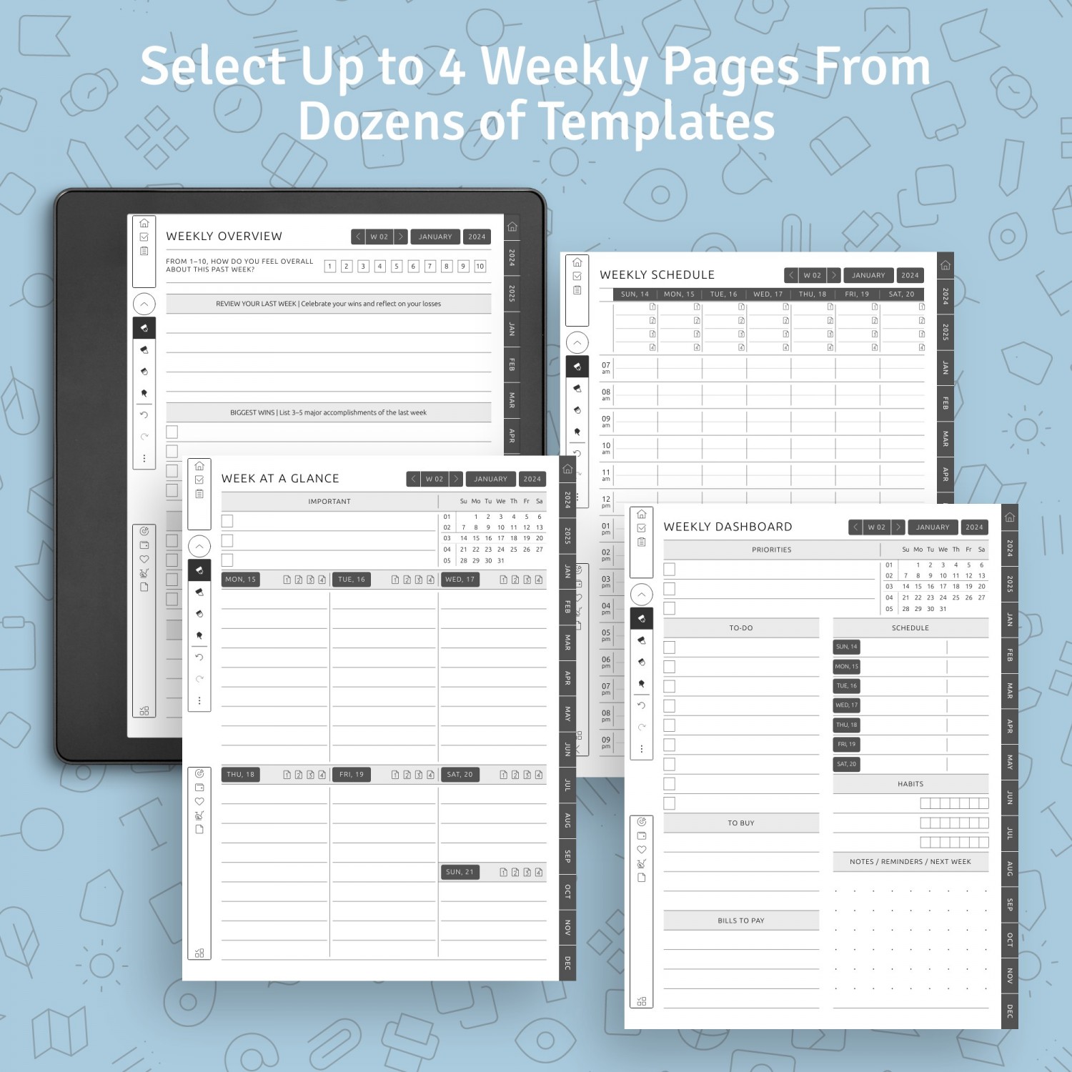 Download Customizable Kindle Scribe Weekly Planner