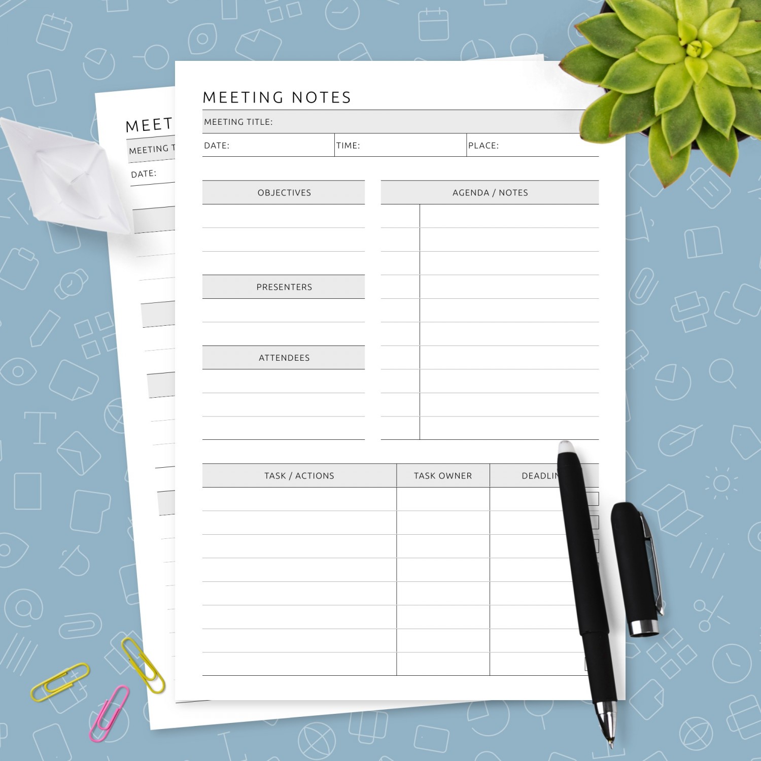 Meeting Plan with Notes Template Template - Printable PDF