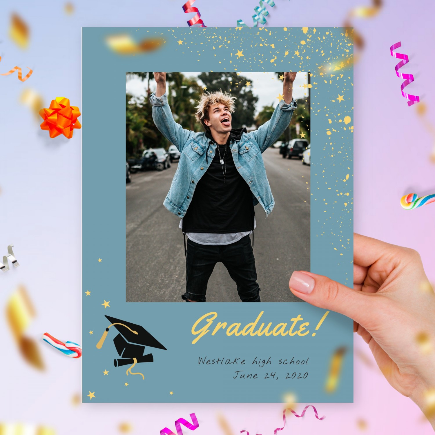 Navy Unique Graduation Announcement Template Online Maker