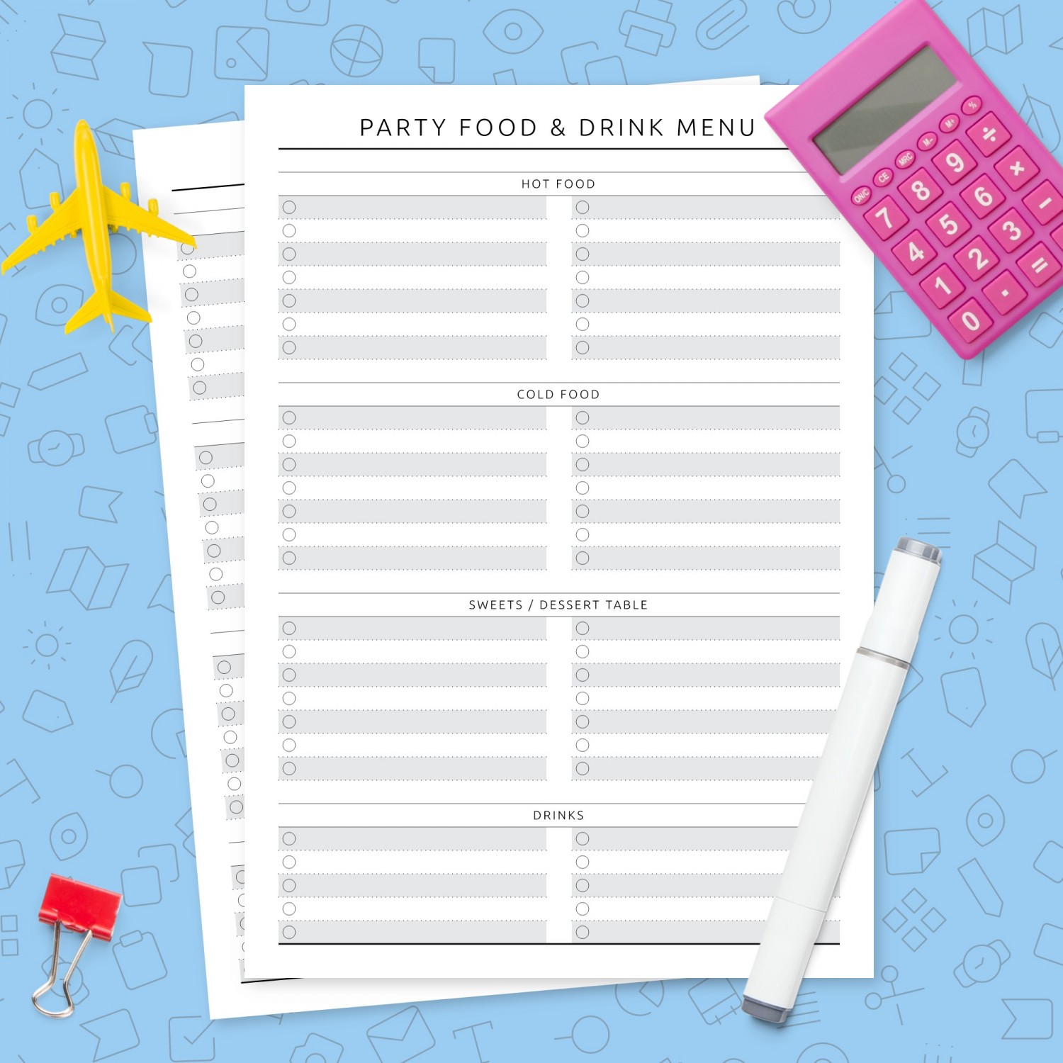 Party Menu - Original Style Template - Printable PDF
