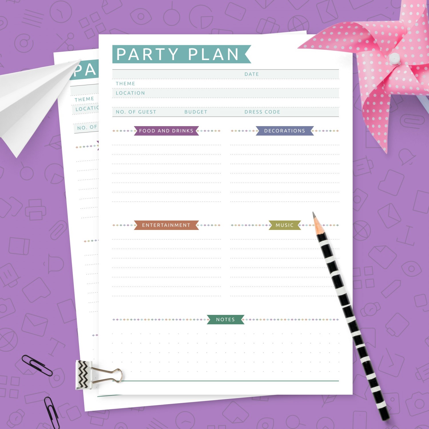 Party Plan - Casual Style Template - Printable PDF