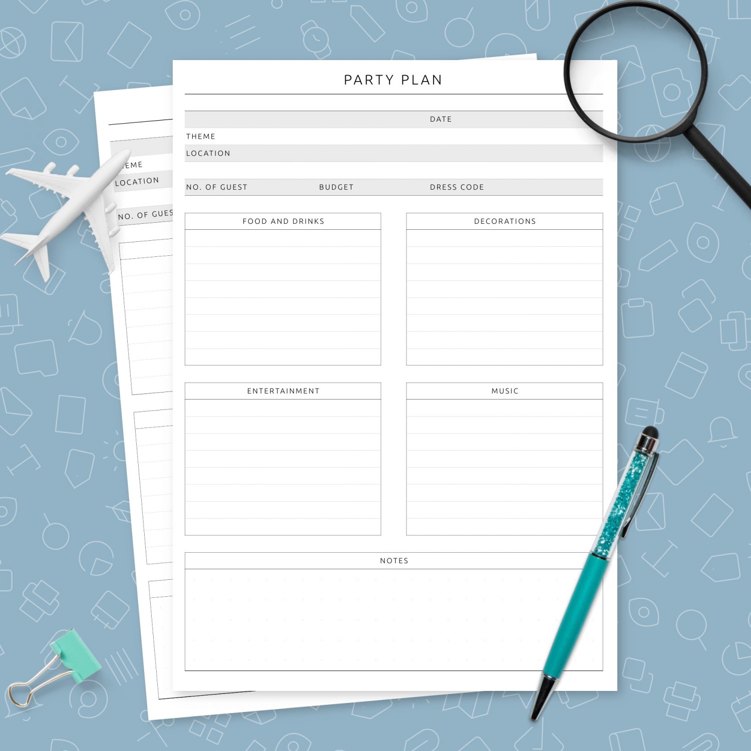 Party Plan - Original Style Template - Printable PDF