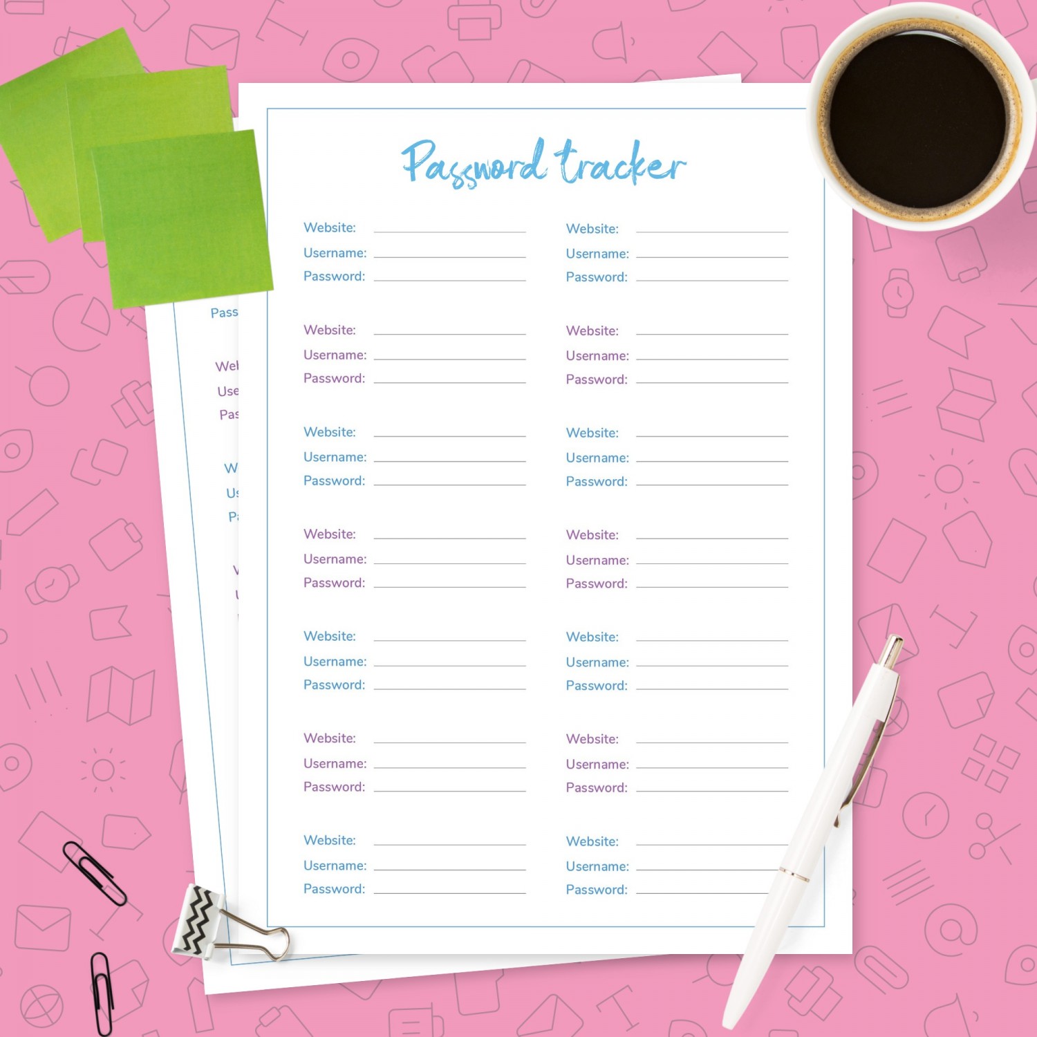 Password Keeper Template Template - Printable PDF