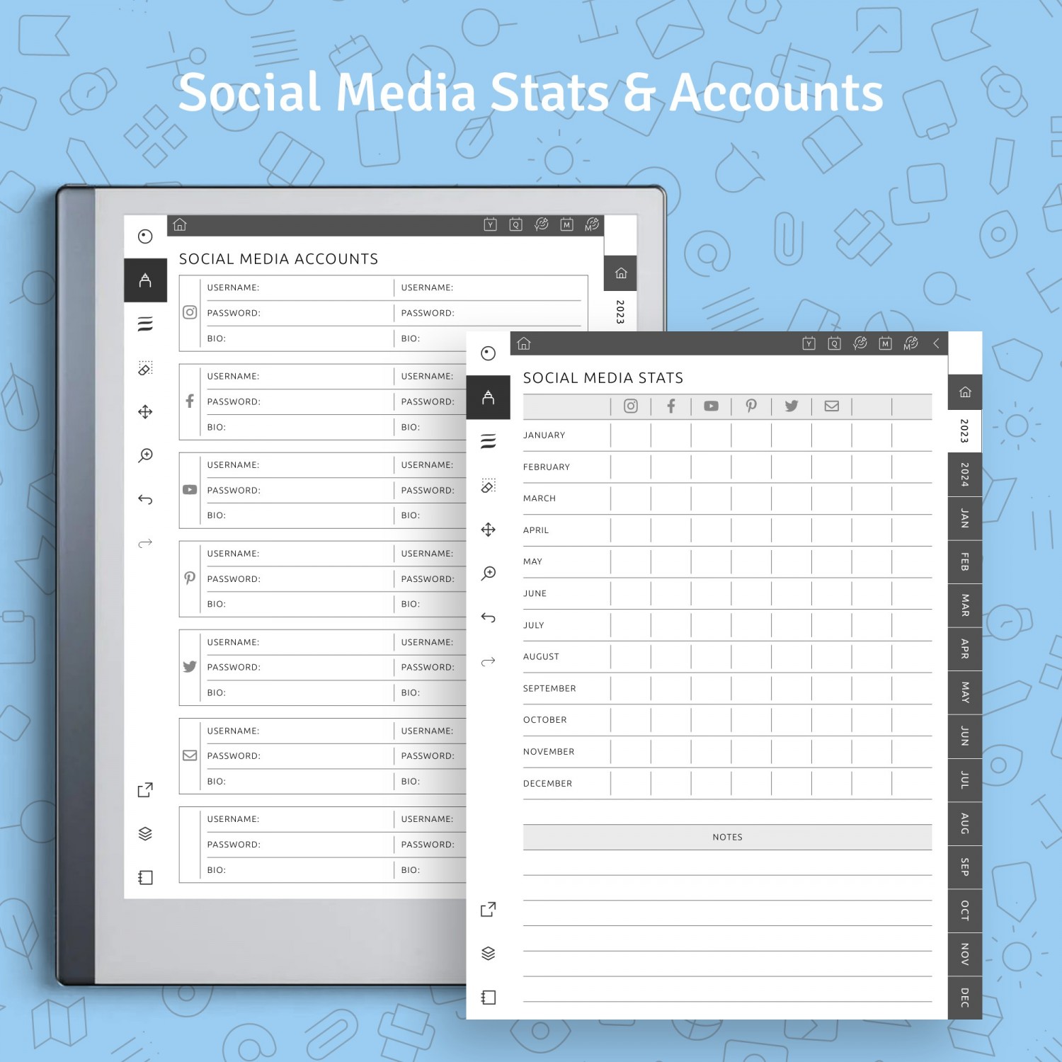 Download 2025 - 2026 reMarkable Social Media Planner Hyperlinked PDF