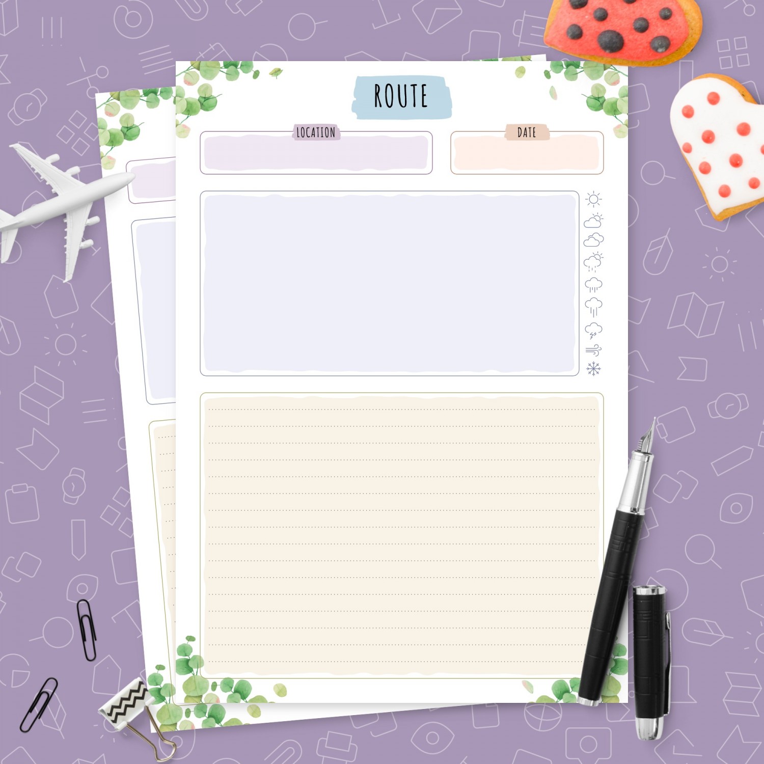 Route Planning Template - Floral Style Template - Printable PDF