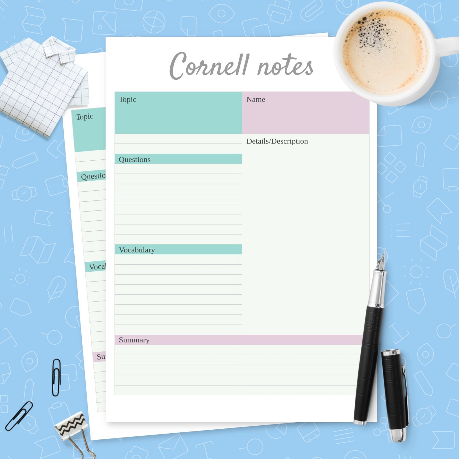 Simple Cornell Notes Template Template - Printable PDF