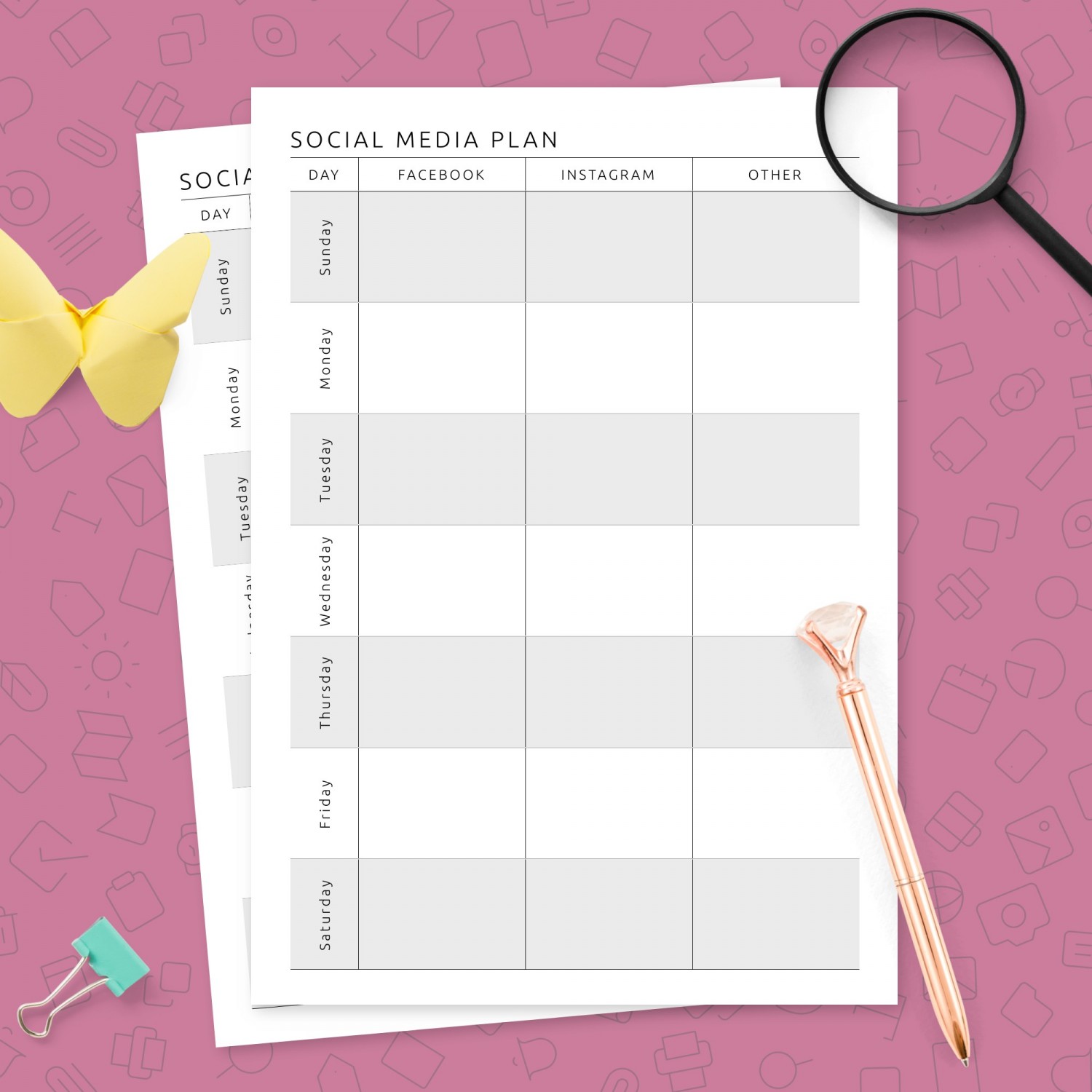 Social Media Plan Template Template - Printable PDF