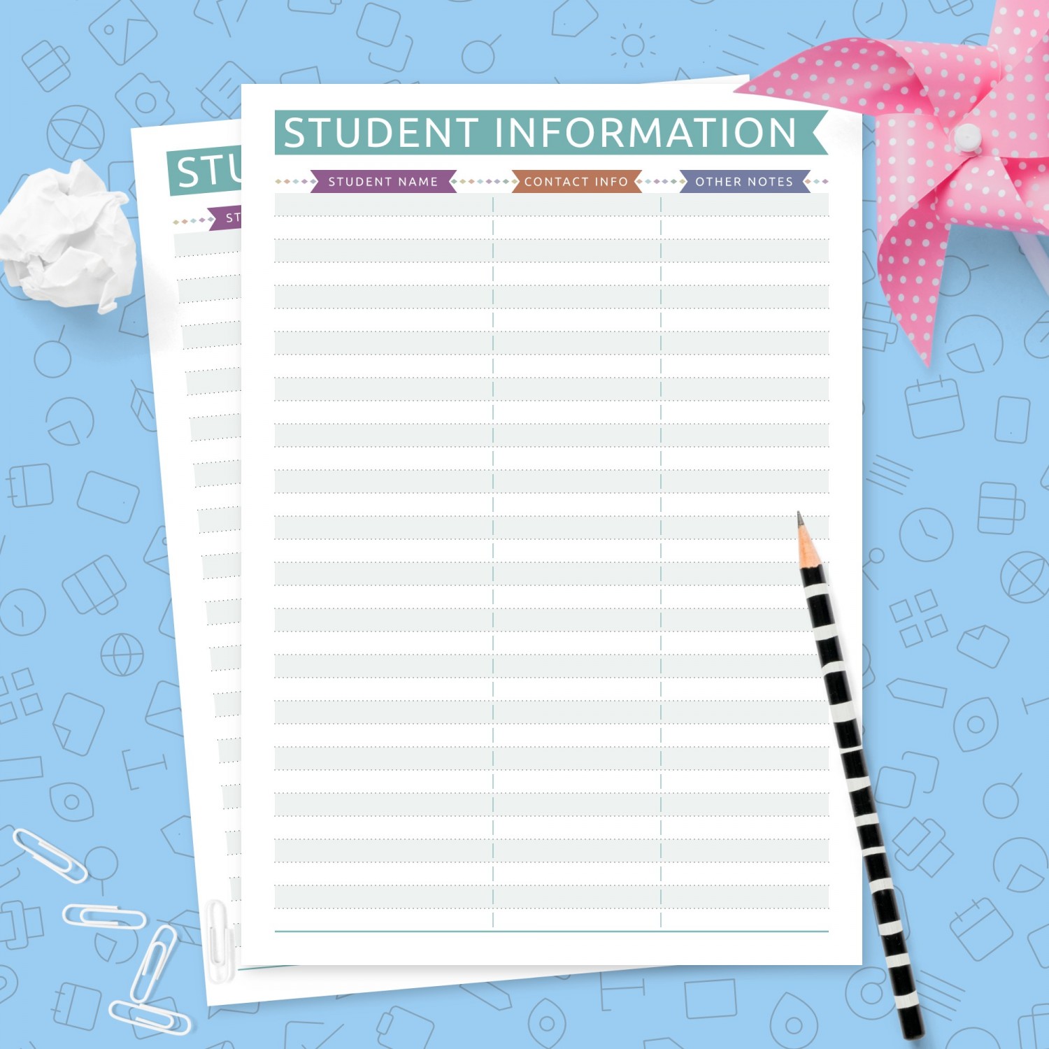 Student Information Template (Casual) Template - Printable PDF