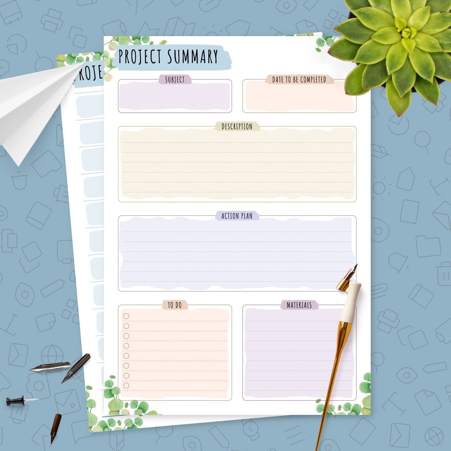 Student Project Planner Template (Floral) - Download Printable PDF