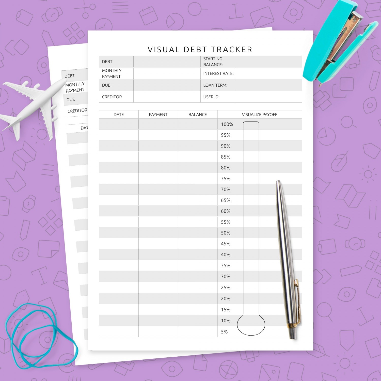 Visual Debt Tracker Template Template - Printable PDF