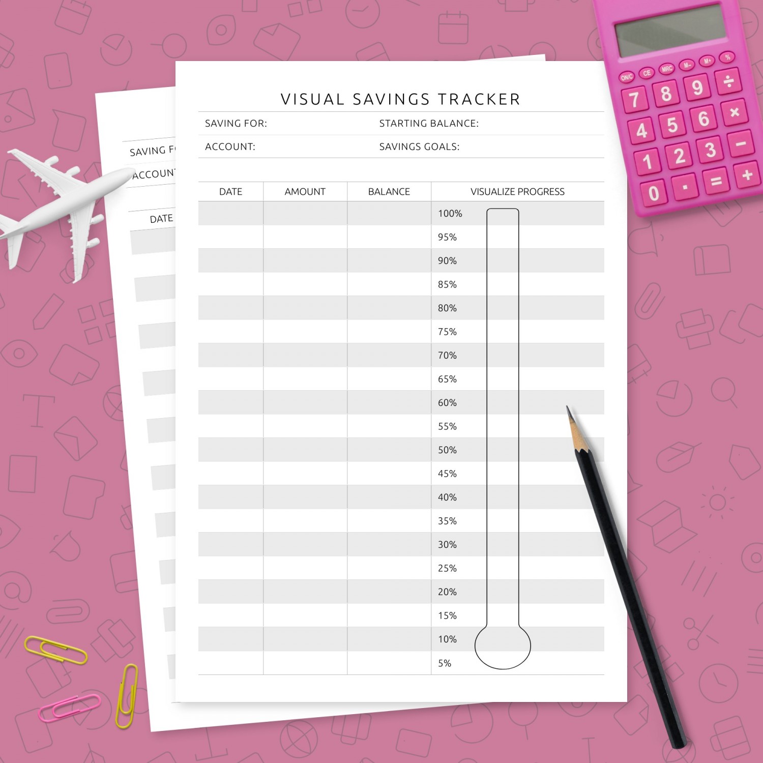 Visual Savings Tracker Template Template - Printable PDF