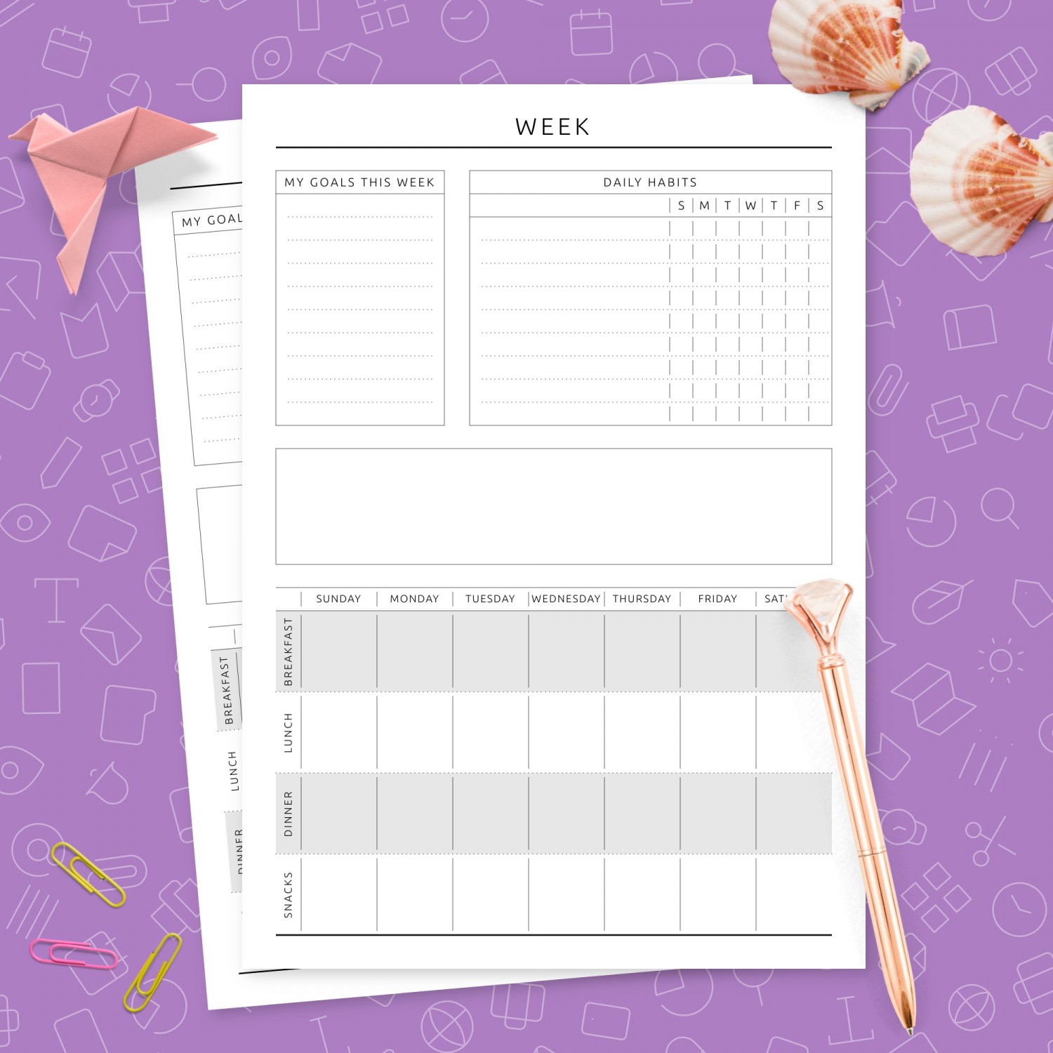 Weekly Fitness and Meal Plan Template - Download Printable PDF