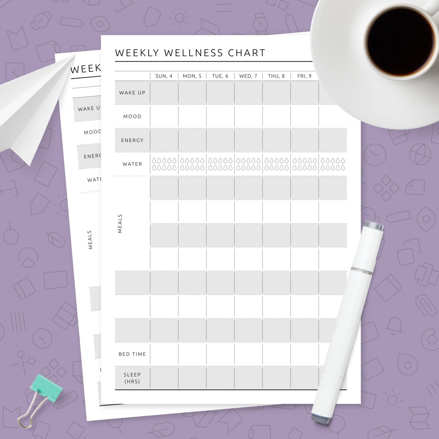 Weekly Wellness Chart Template - Download Printable PDF