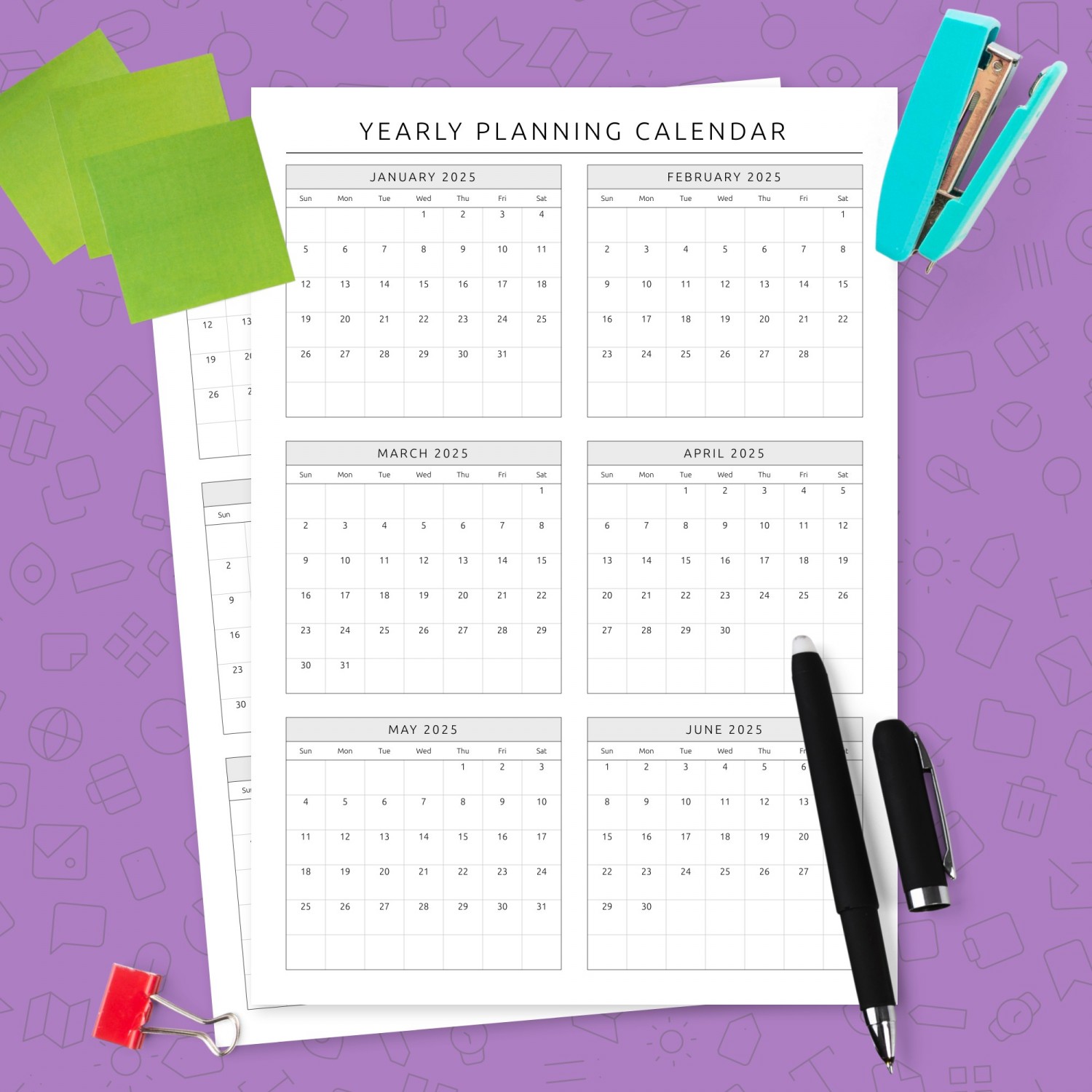 Yearly Planning Calendar Template Template Printable PDF