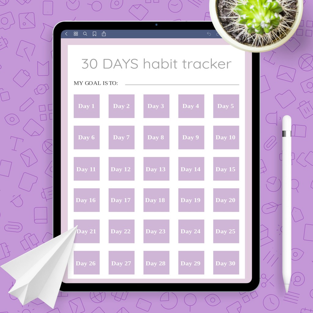 30 Days Habit Tracker Template Template - Printable PDF