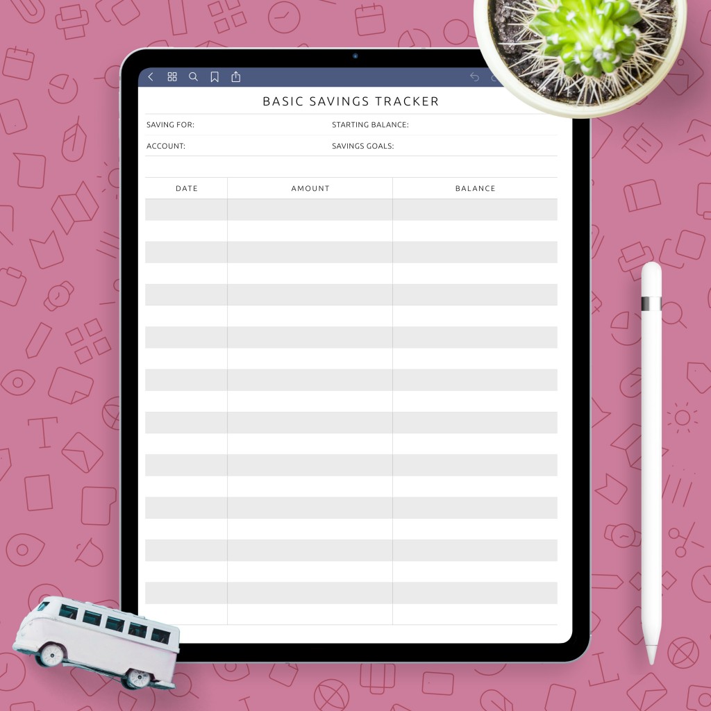 Basic Savings Tracker Template Template - Printable PDF