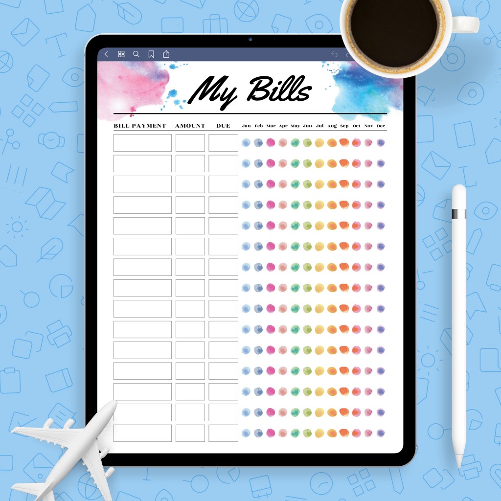 Bill Tracking Planner Template - Download Printable PDF