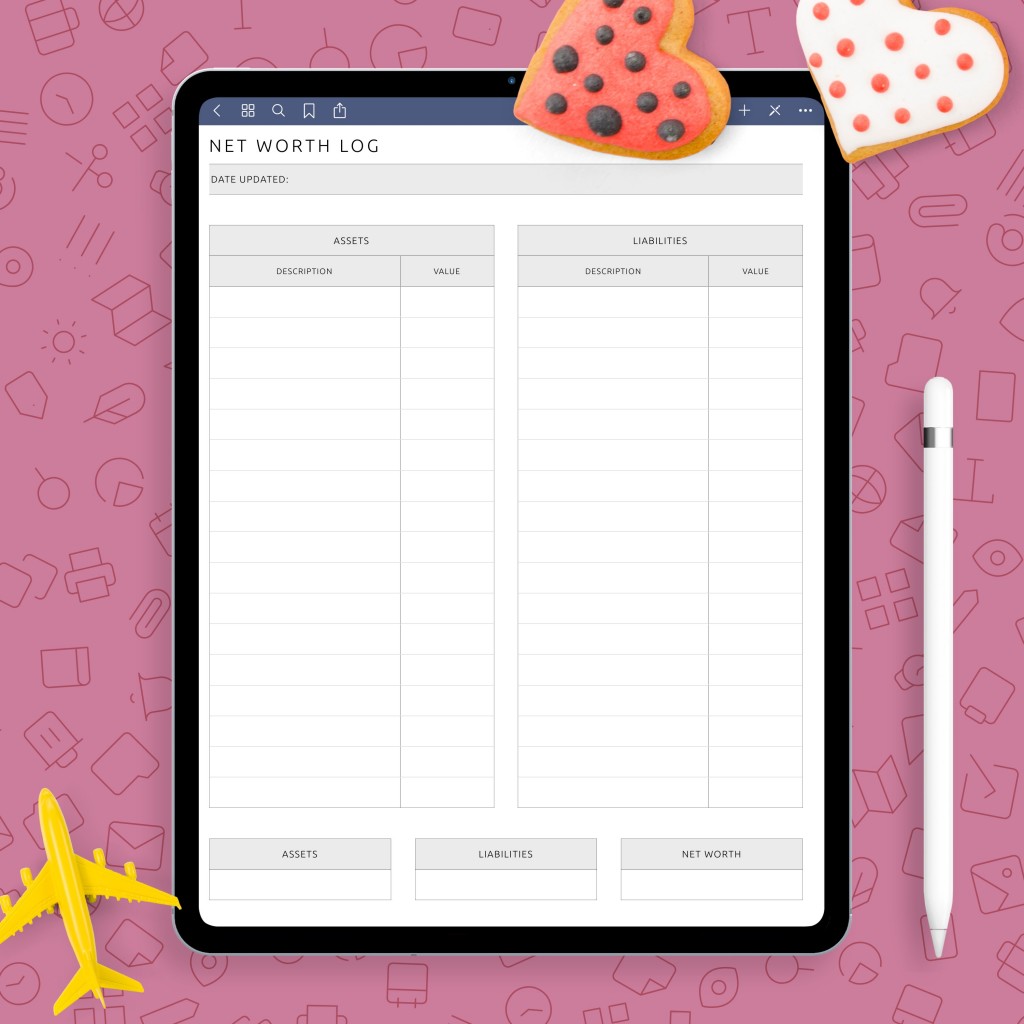 Blank Net Worth Log Template Template - Printable PDF