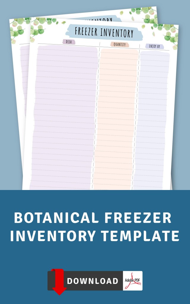 Botanical Freezer Inventory Template - Printable PDF