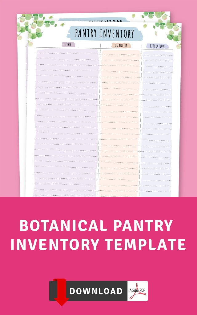 Botanical Pantry Inventory Template - Printable PDF
