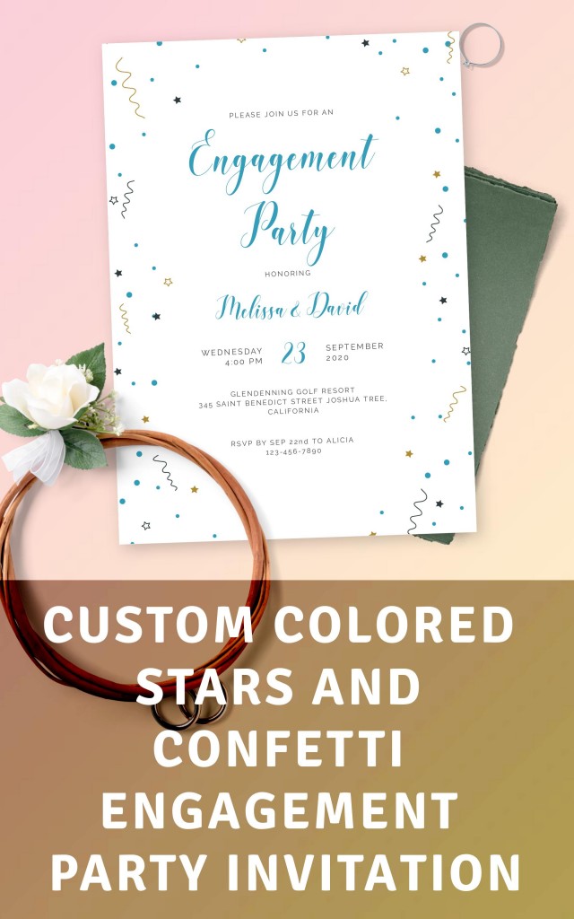 Colored Stars and Confetti Engagement Party Invitation Template Online ...
