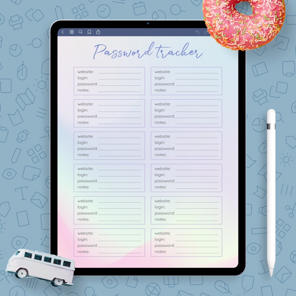 Colorful Password Tracker Template Template - Printable PDF
